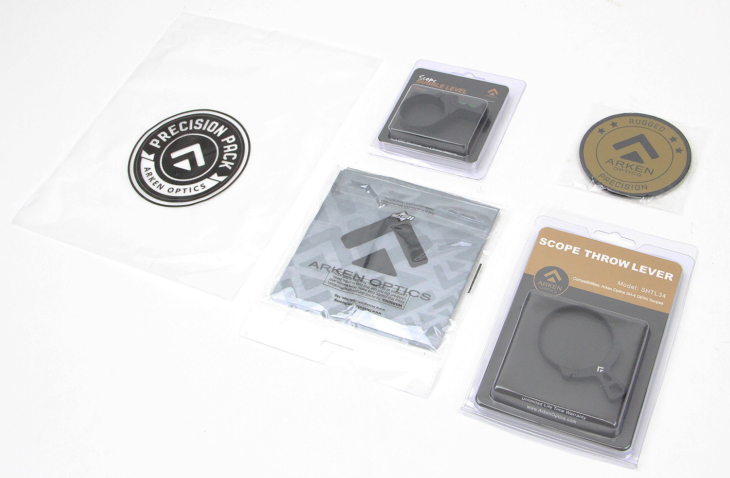 Arken Optics Precision Pack - Bubble Level, Throw Lever, Hoo-Rag, and ...